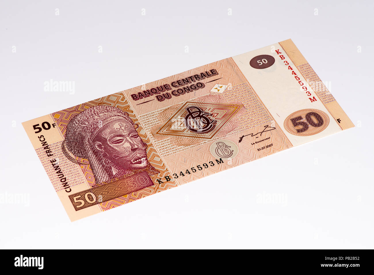 50 franchi congolesi nota banca del Congo. Franco Congoles è la moneta ...