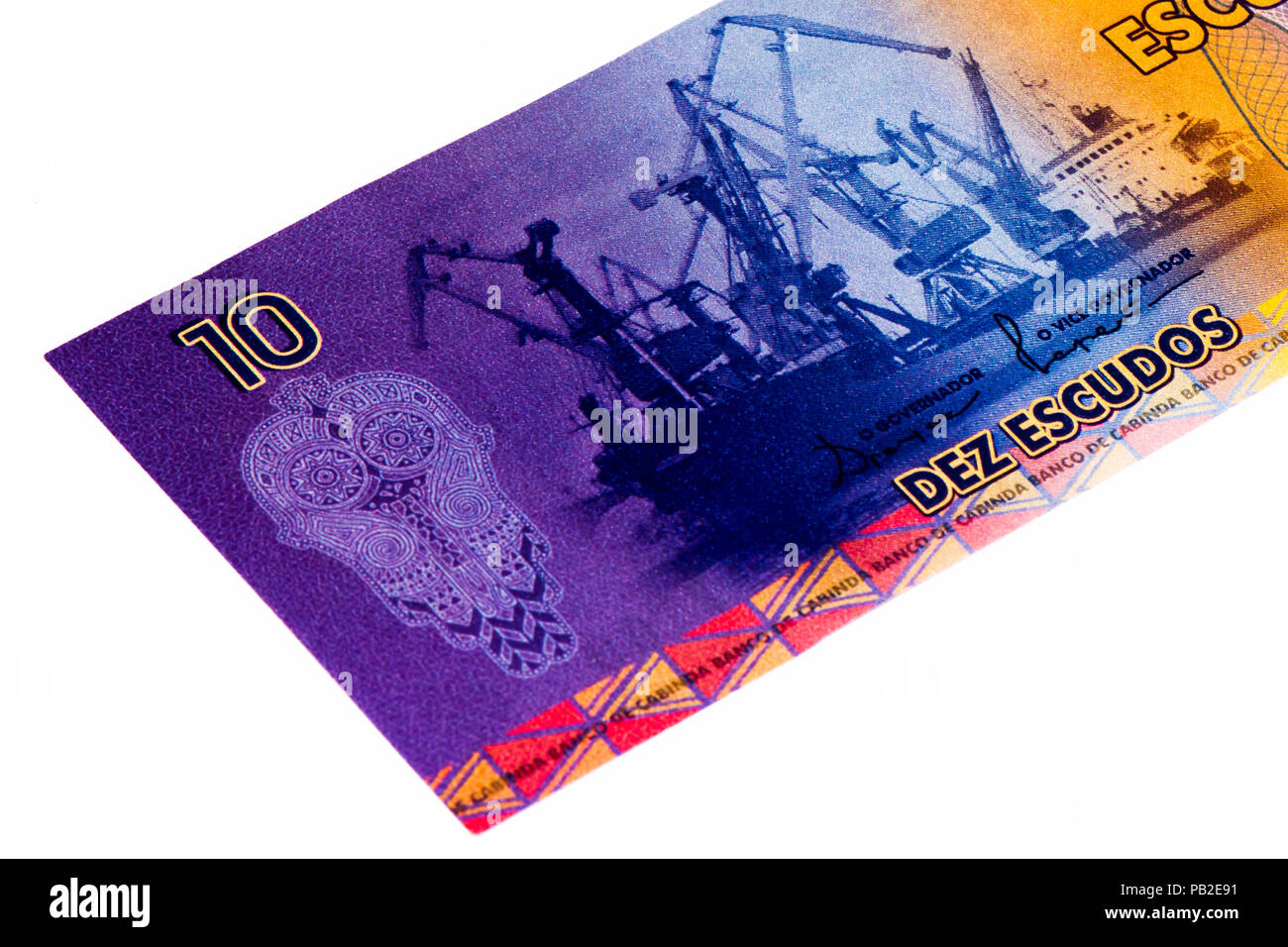 10 escudos banconota. L'escudo è la moneta della provincia di Cabinda ...