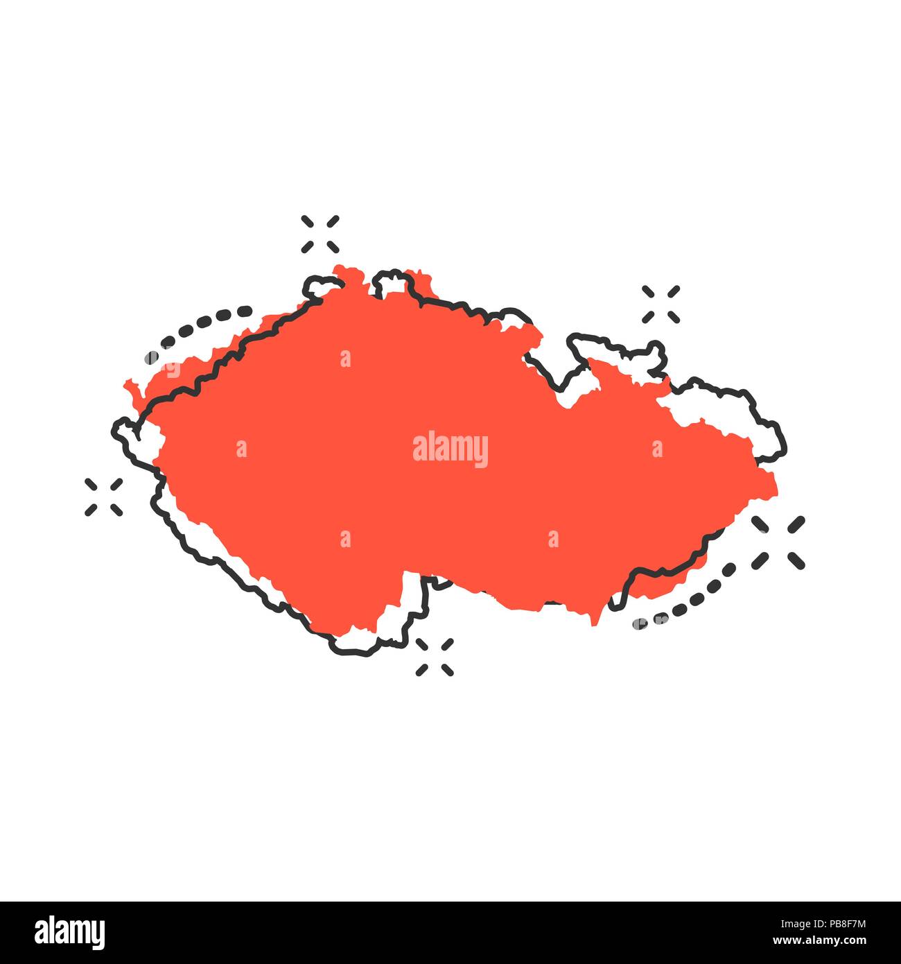 Vector cartoon Repubblica Ceca Mappa icona in stile fumetto. Repubblica ...