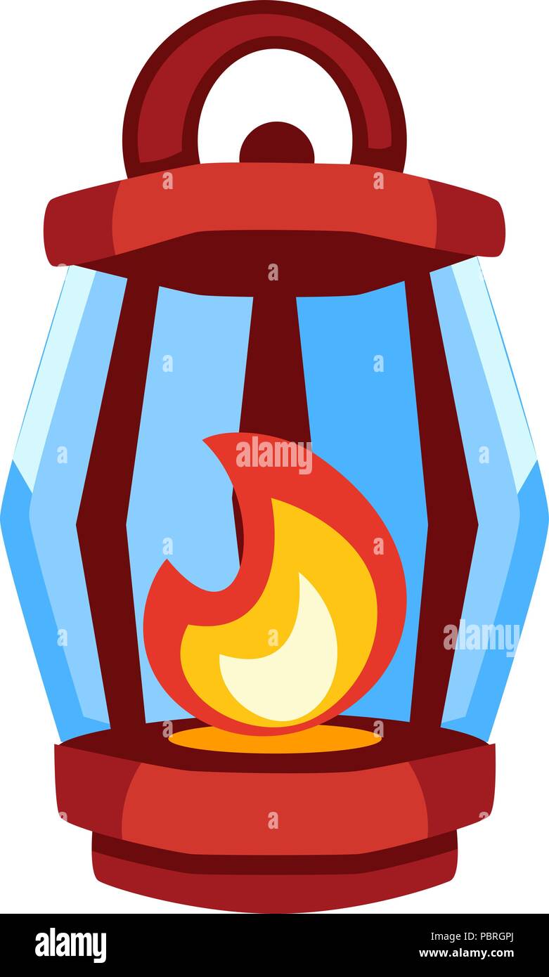 Vettore di Cartoon lanterna rossa con la fiamma Immagine e Vettoriale ...