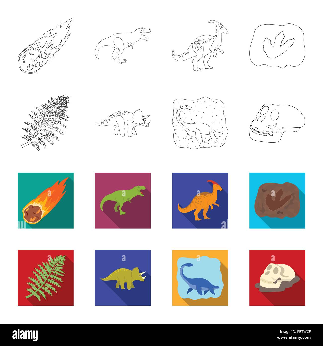 Mare,dinosauro triceratops, impianto di epoca preistorica, teschio ...