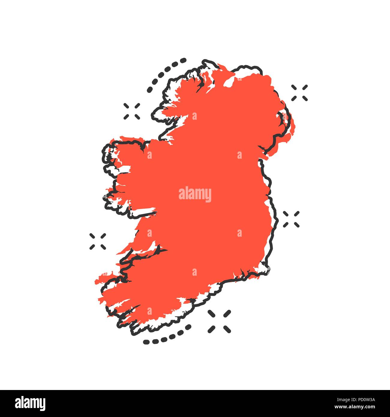 Vector cartoon Irlanda icona Mappa in stile fumetto. L'Irlanda segno ...