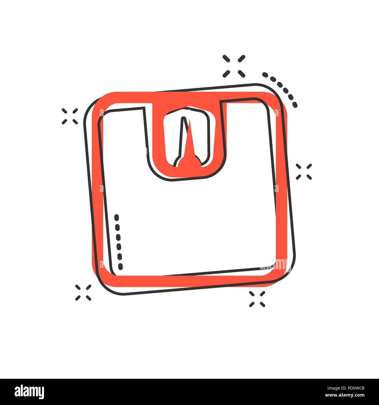 Vector cartoon bilancia da bagno pesatrice icona in stile fumetto ...