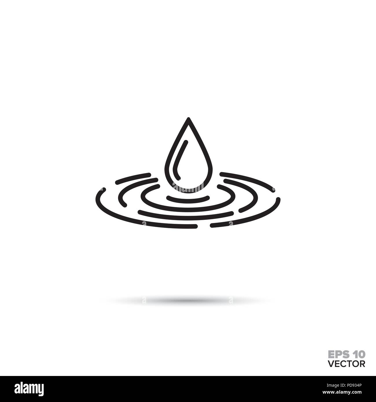 Goccia che cade in acqua linea del vettore icona. Zen, armonia e ...