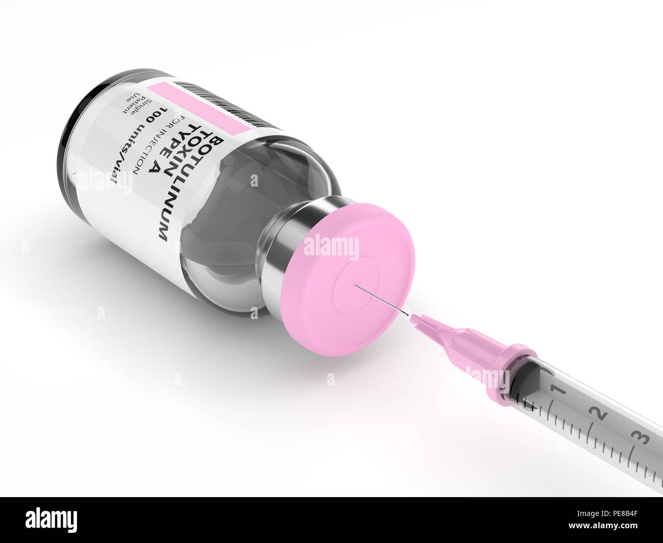 3D render con la tossina botulinica di tipo il flaconcino e la siringa ...