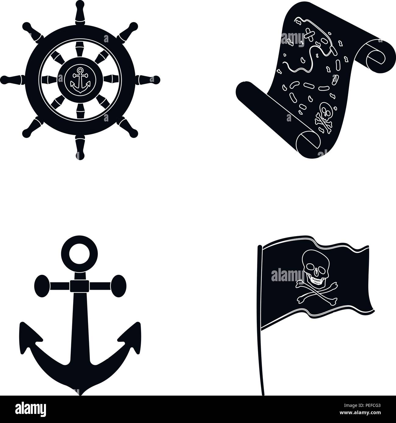 Anchor,bandit,Black,raccolta,bandiera,timone,icona,immagine,isolato ...
