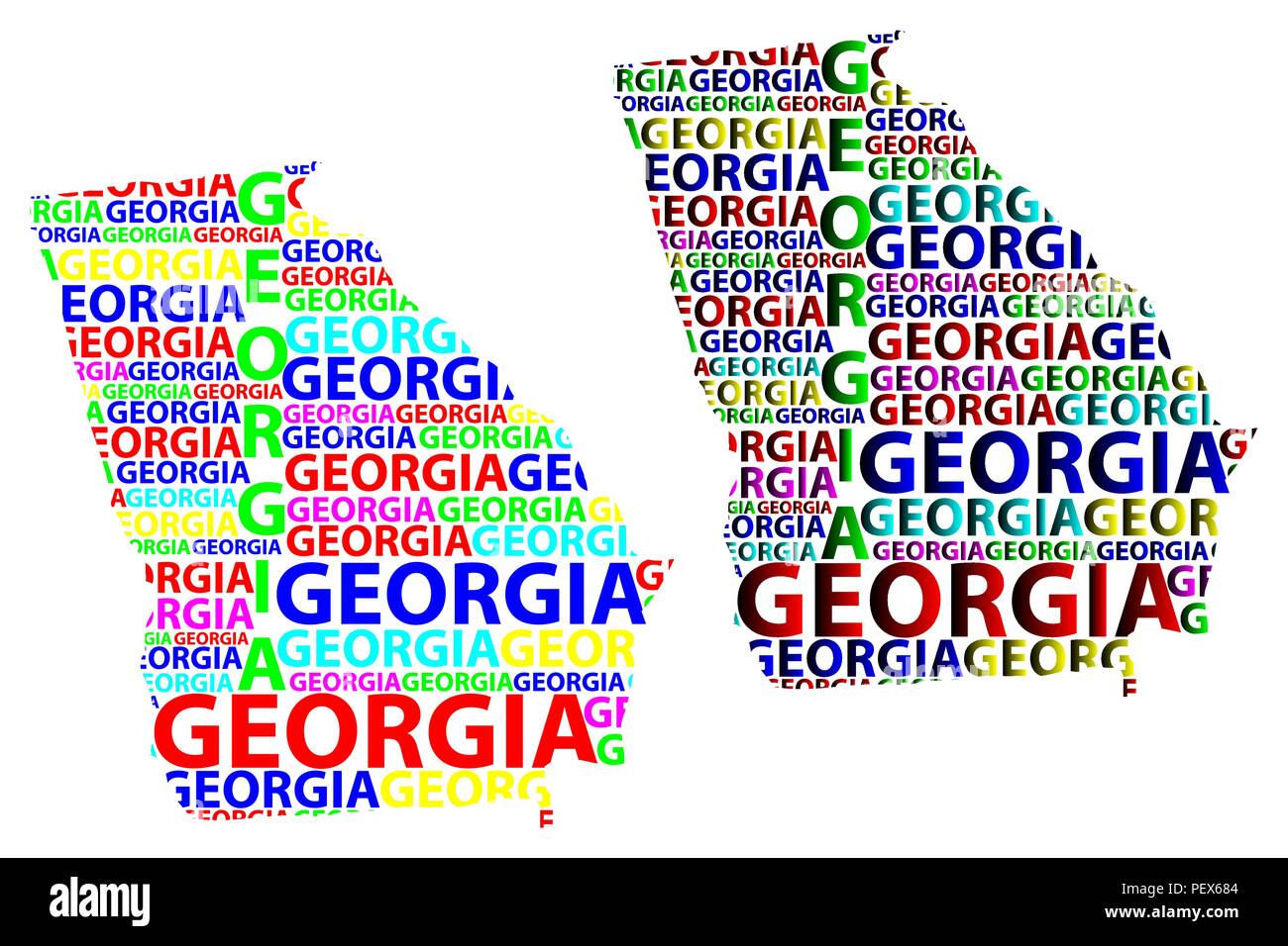 Schizzo della Georgia (Stati Uniti d'America) testo lettera mappa ...