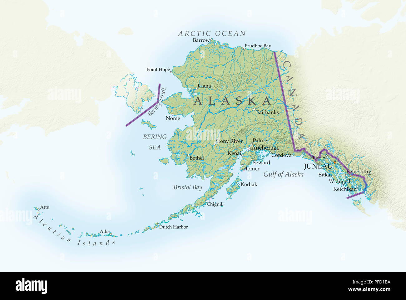 Mappa fisica dell'alaska immagini e fotografie stock ad alta ...