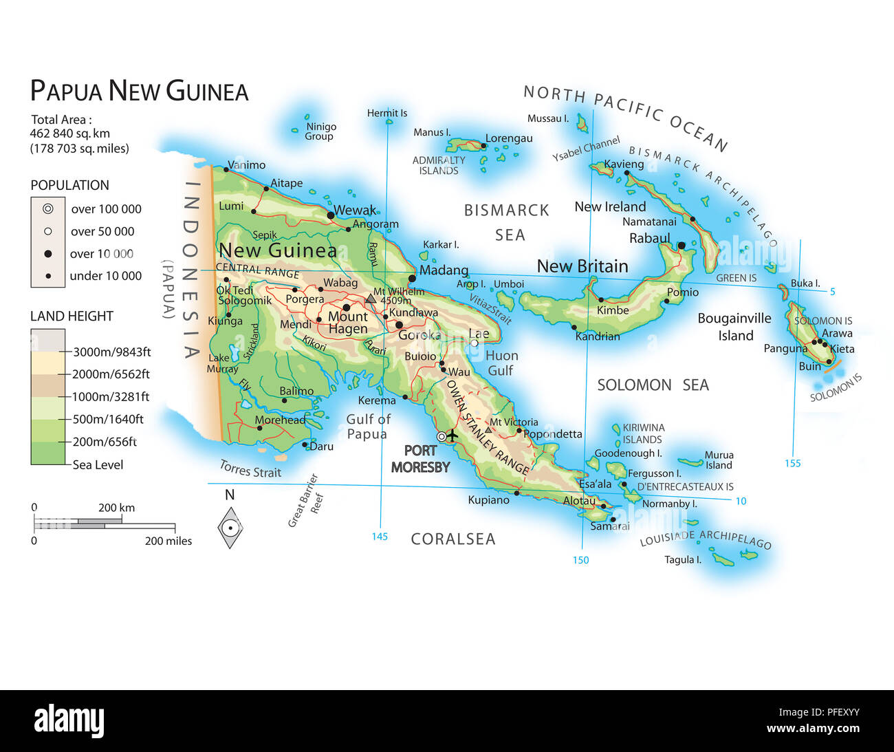 Papua nuova guinea cartina immagini e fotografie stock ad alta ...