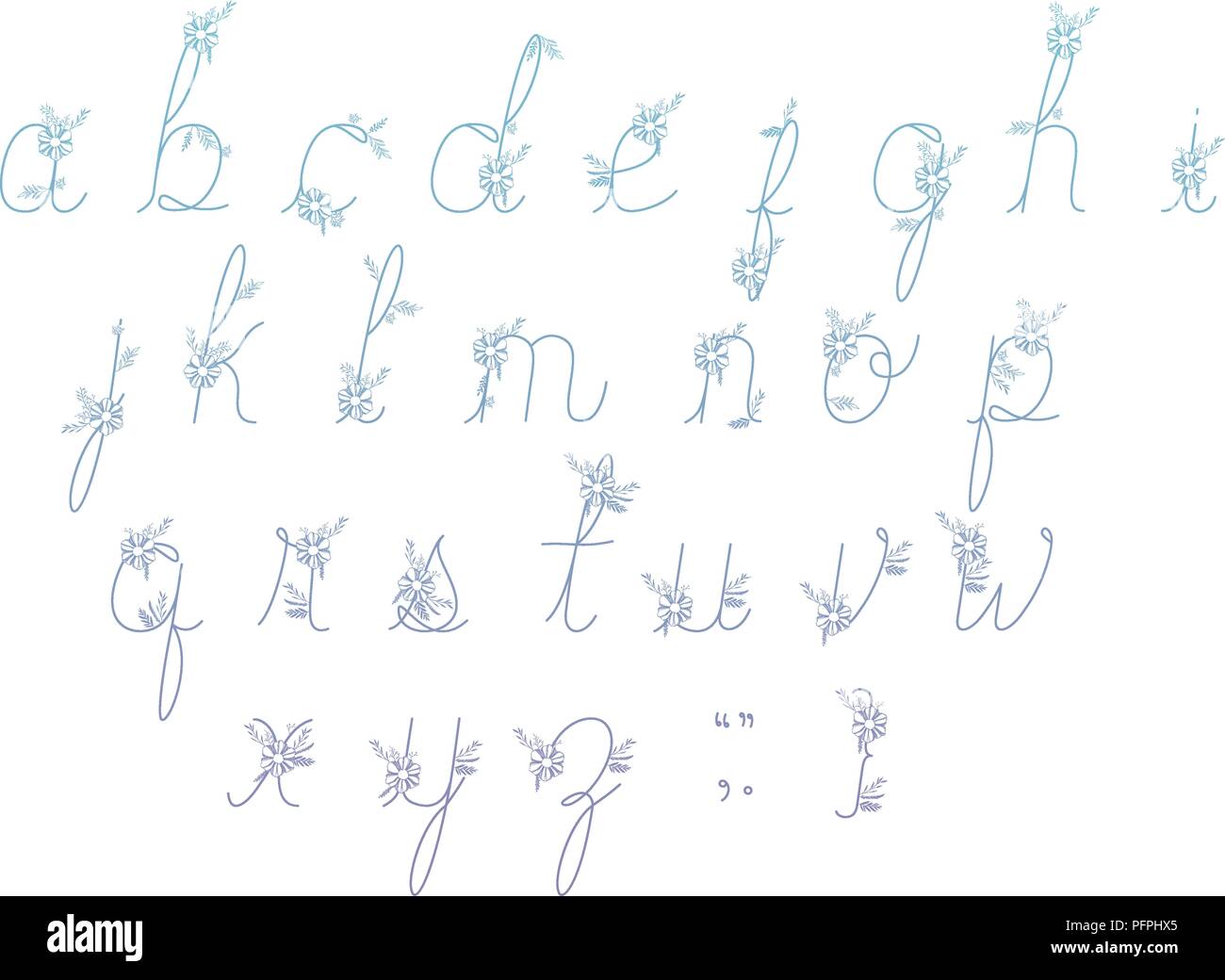Alfabeto tipo di font con foglie Immagine e Vettoriale - Alamy