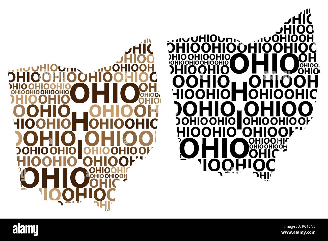 Schizzo Ohio (Stati Uniti d'America) testo lettera mappa, Ohio map ...