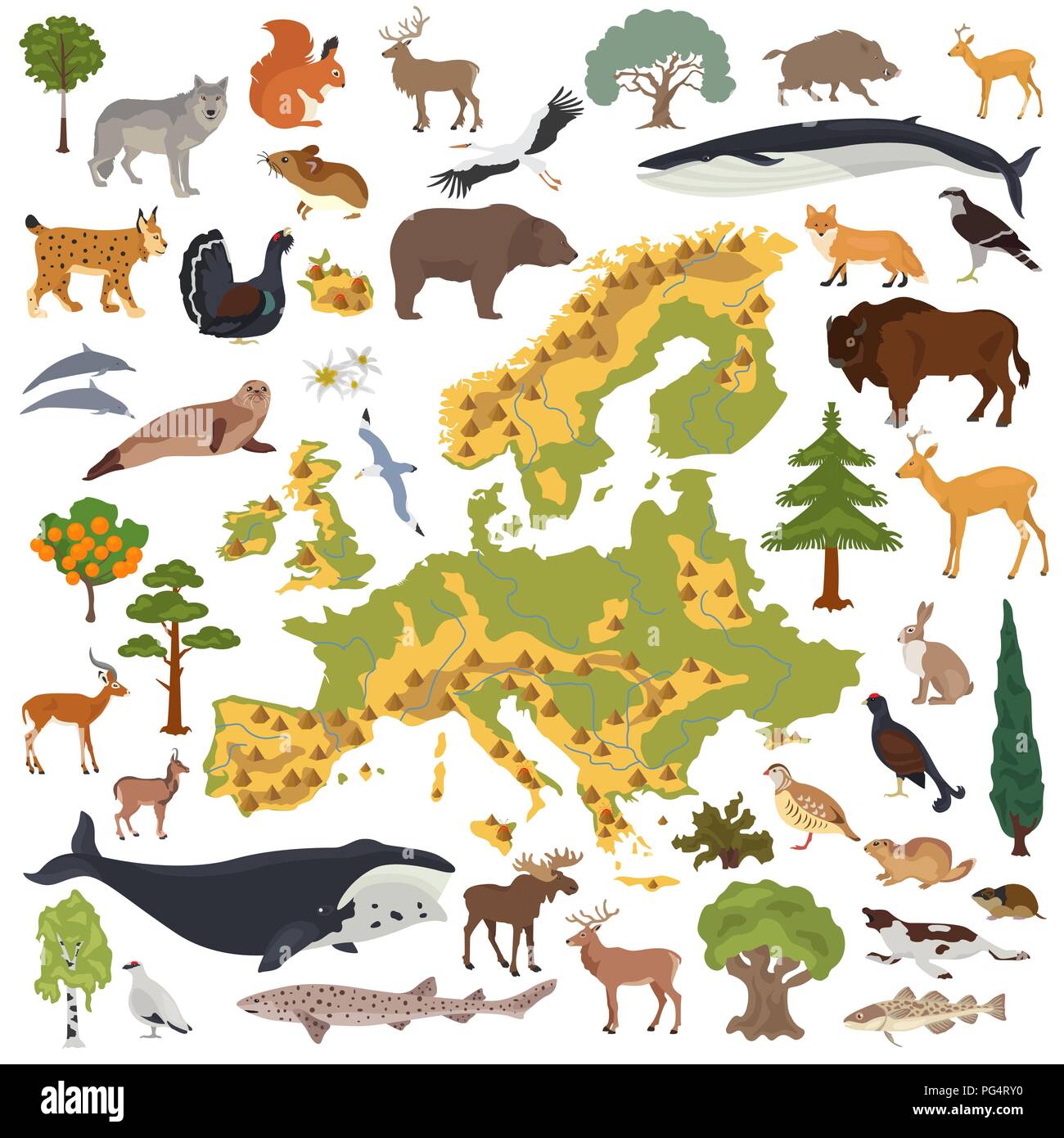 Flora fauna mapa de europa immagini e fotografie stock ad alta ...