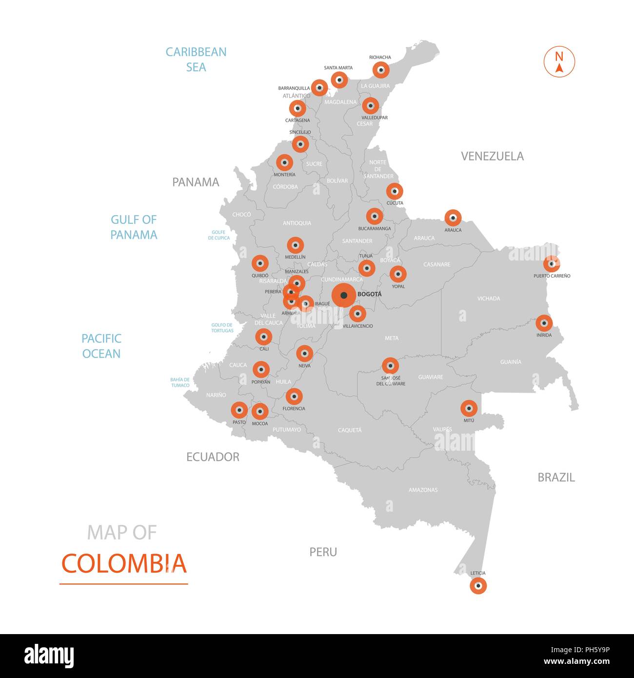 Mappa della colombia cartina geografica immagini e fotografie stock ad ...