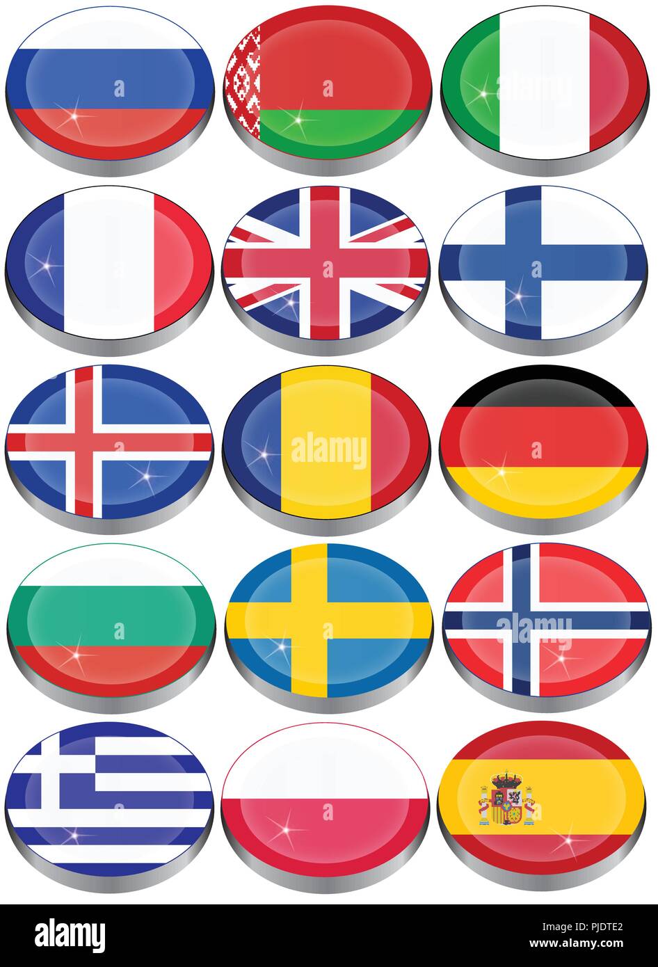 Bandiere europa icone rotonde Immagini Vettoriali Stock - Alamy