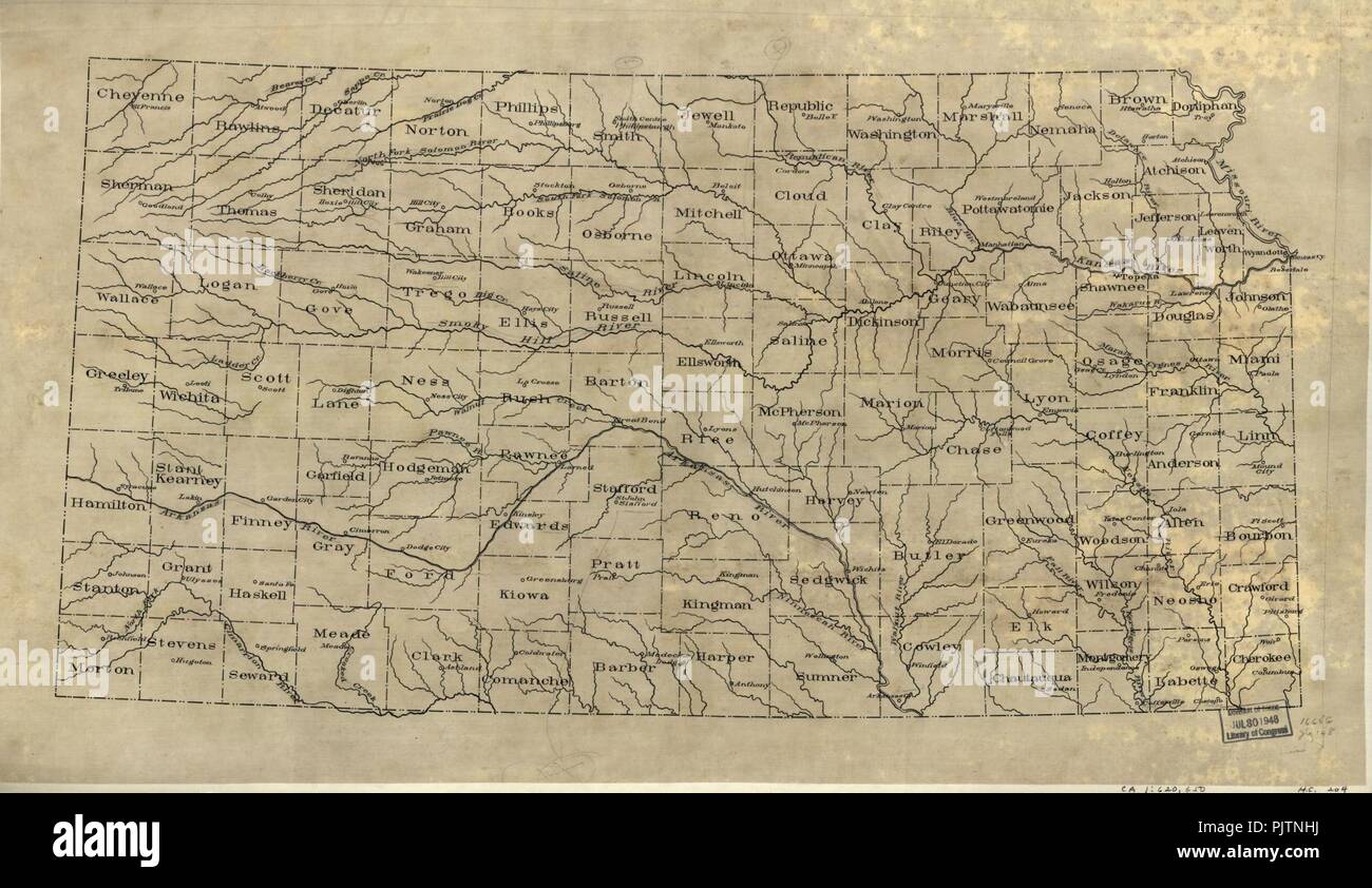 Mappa del kansas d'epoca immagini e fotografie stock ad alta ...