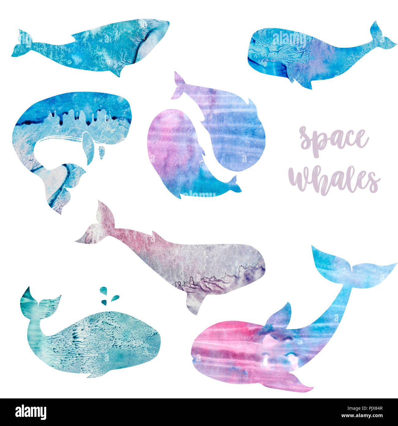 Le balene texture Acquerello Acquerello animale splash astratta ...