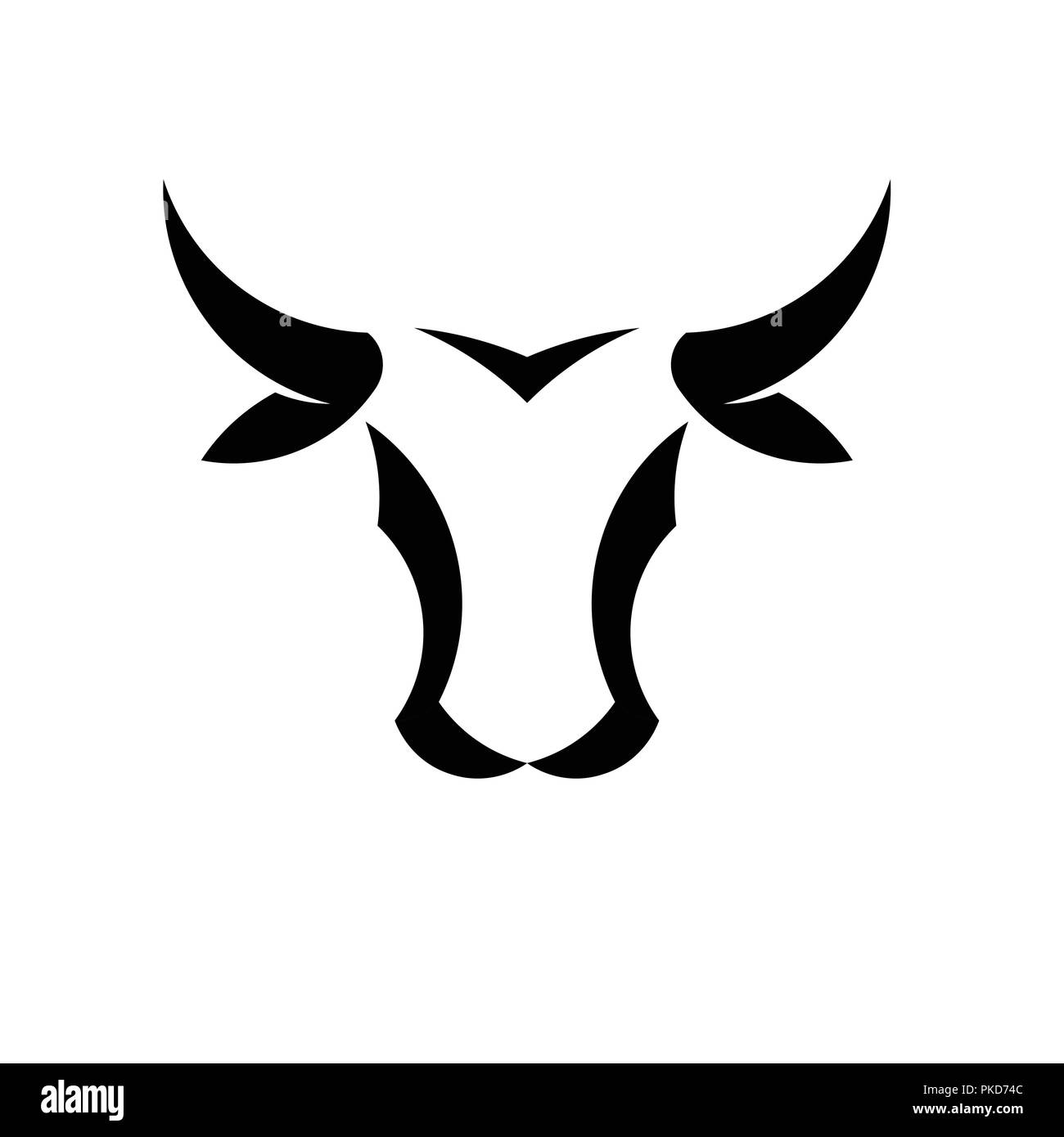 Abstract semplice testa di toro vettore concetto logo illustrazione ...