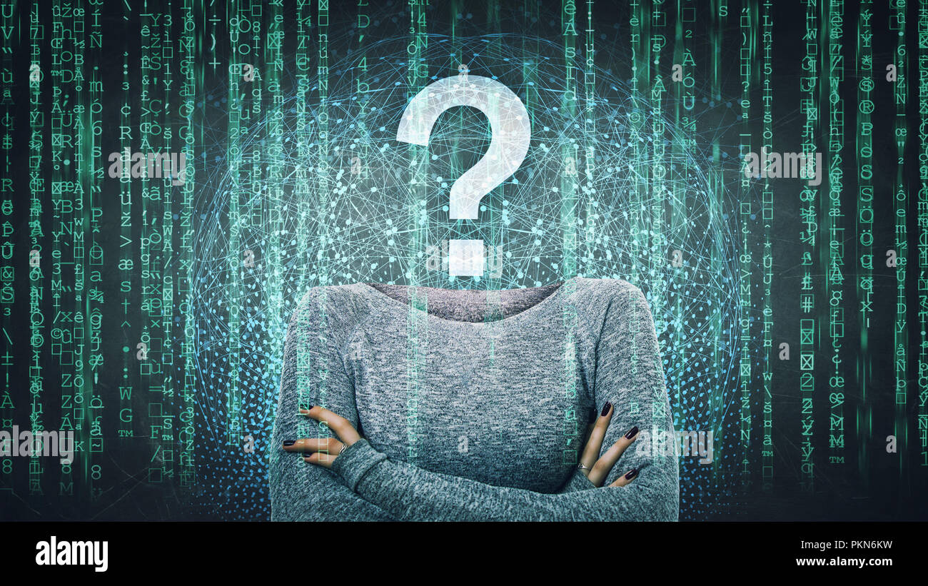 Immagine surreale come una donna online anonimo hacker di internet con ...