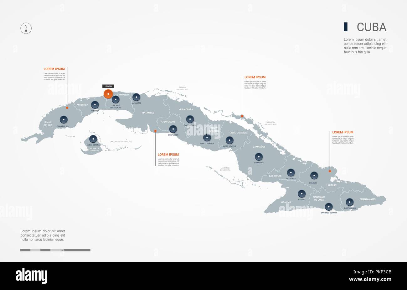 Mappa di Cuba con bordi, città capitale e divisioni amministrative ...