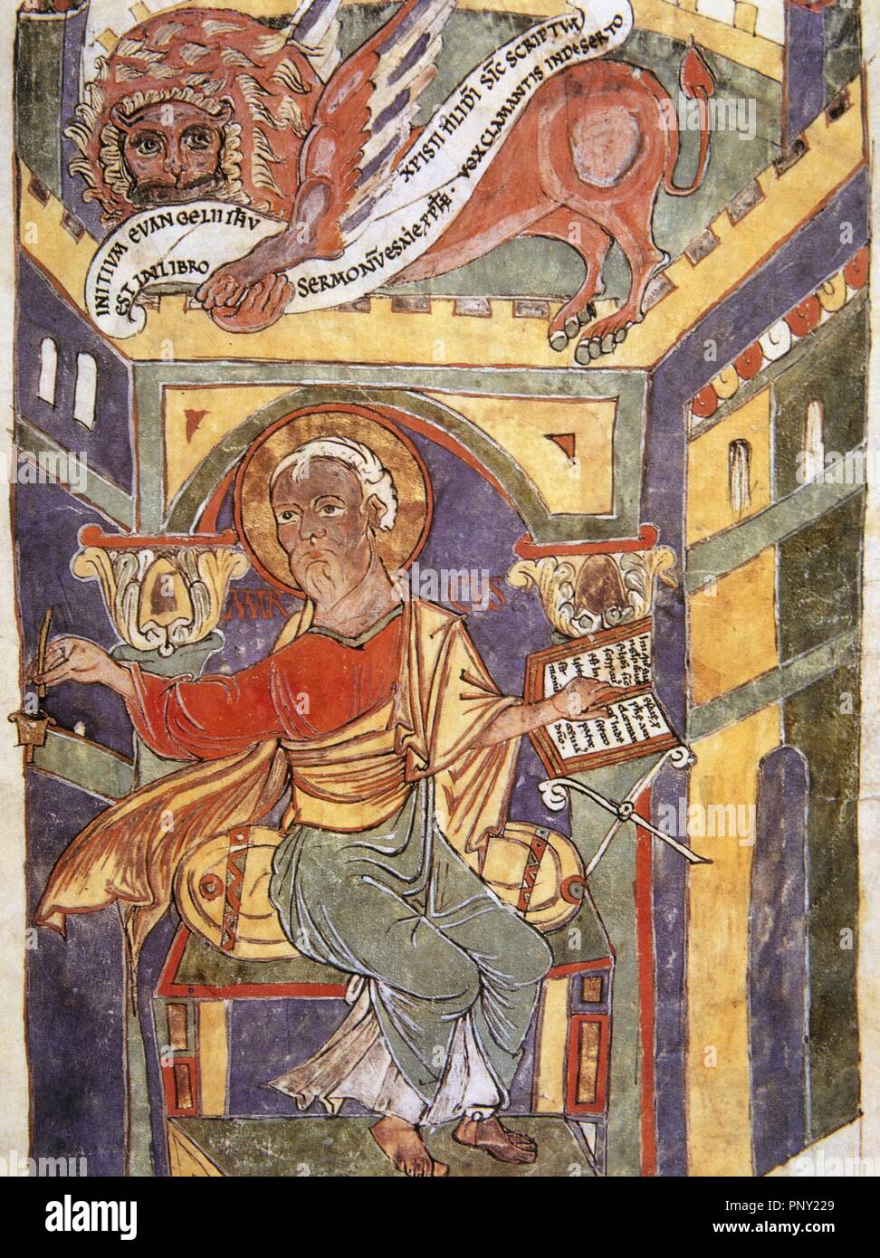 San Marco Evangelista. Miniatura, XI secolo. "Il libro del Vangelo, San ...