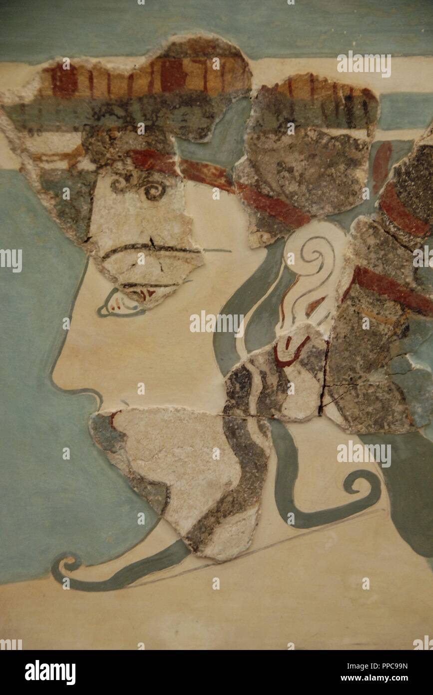 Arte micenea La Grecia. Affresco raffigurante una figura maschile ...