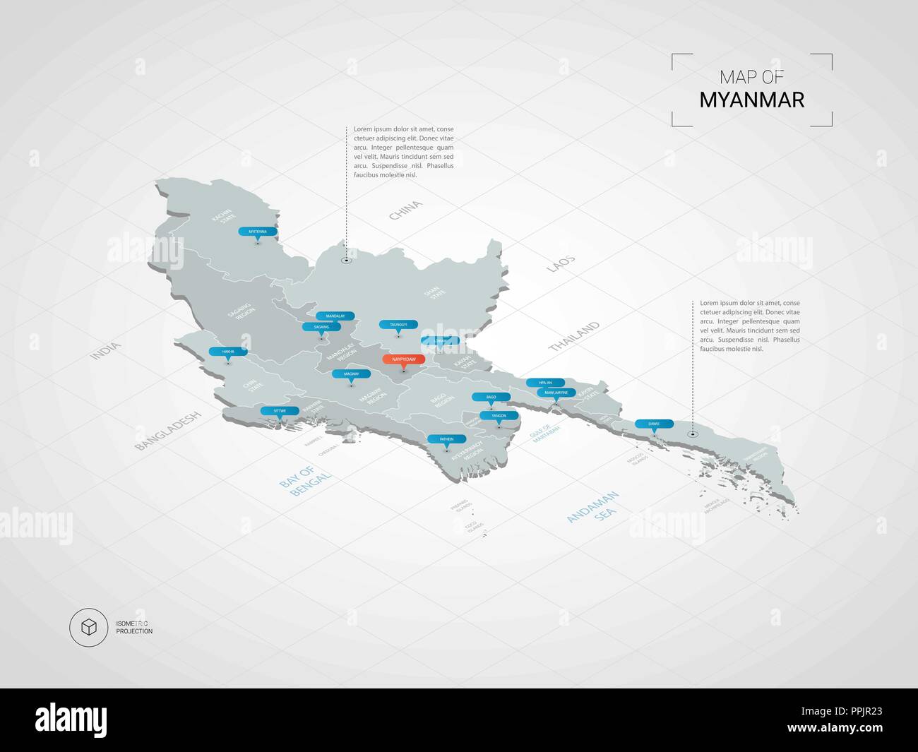 Burma map Immagini Vettoriali Stock - Alamy