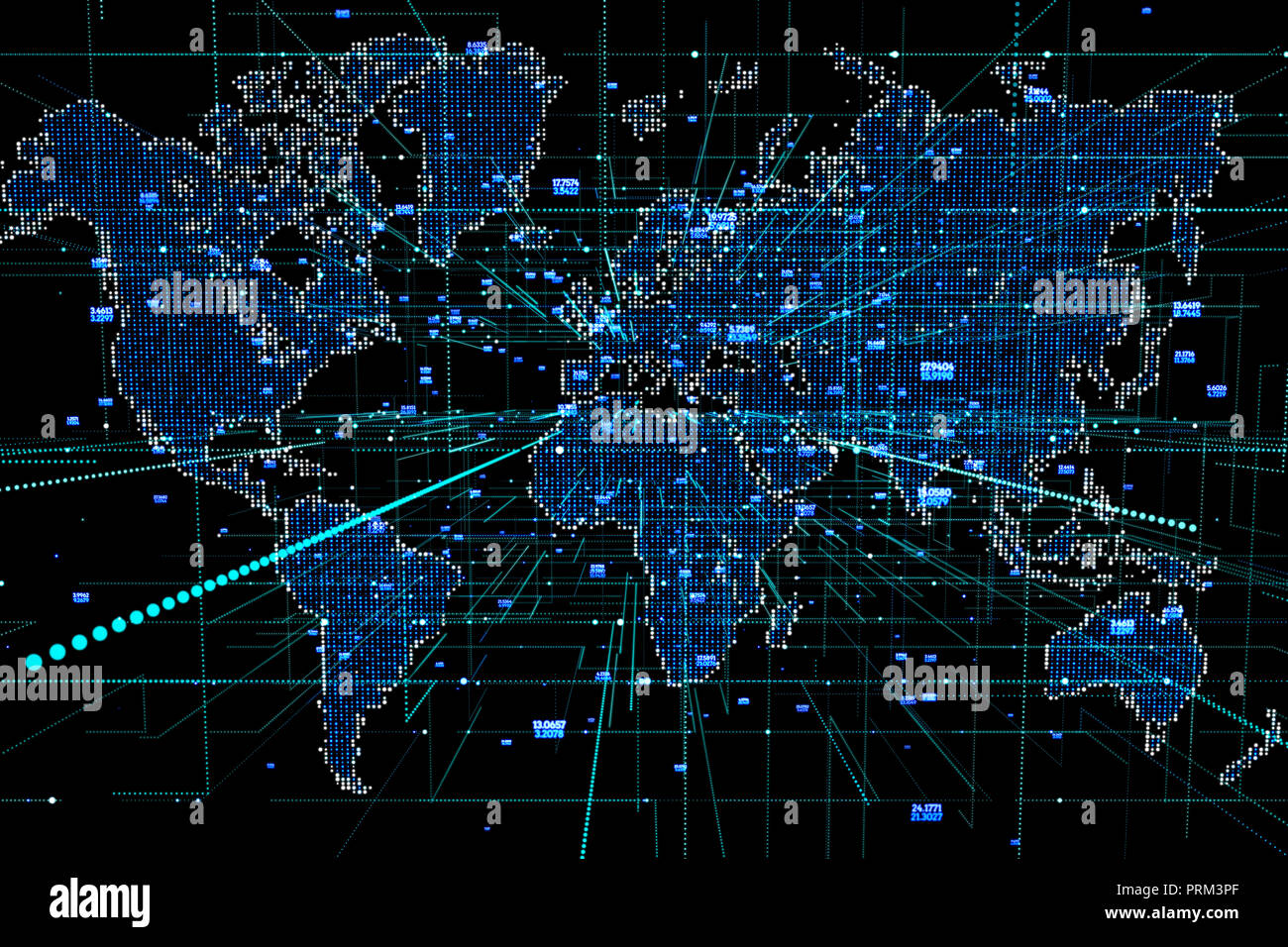 Punteggiato mappa Mondo sfondo. Global network connection Foto stock ...
