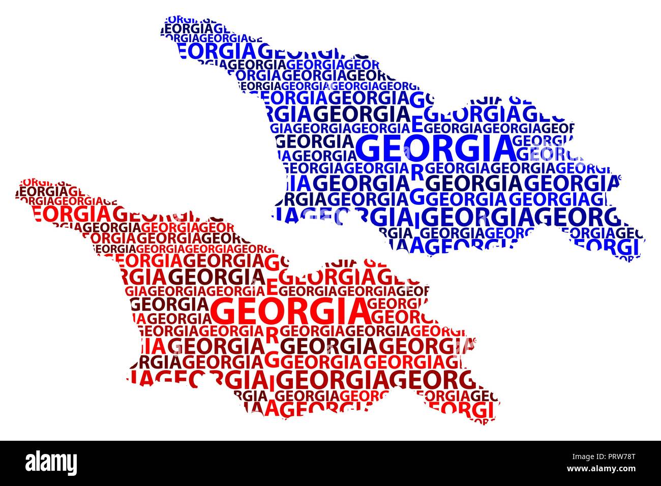 Schizzo della Georgia (paese) testo lettera mappa, Georgia - nella ...