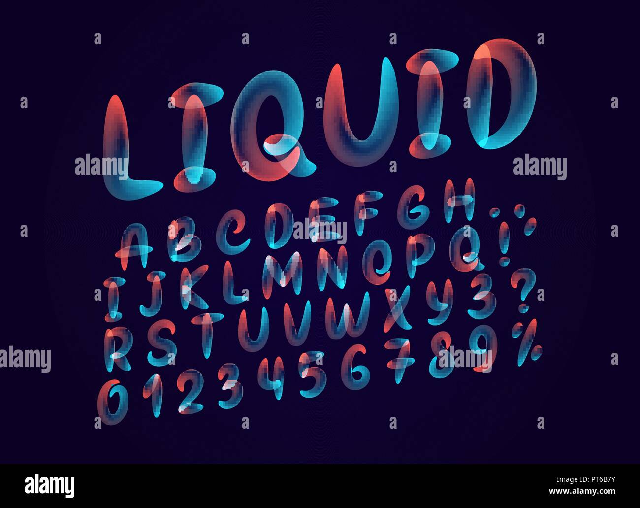 Fluido lettera colorati. Alfabeto font del liquido di fusione ...