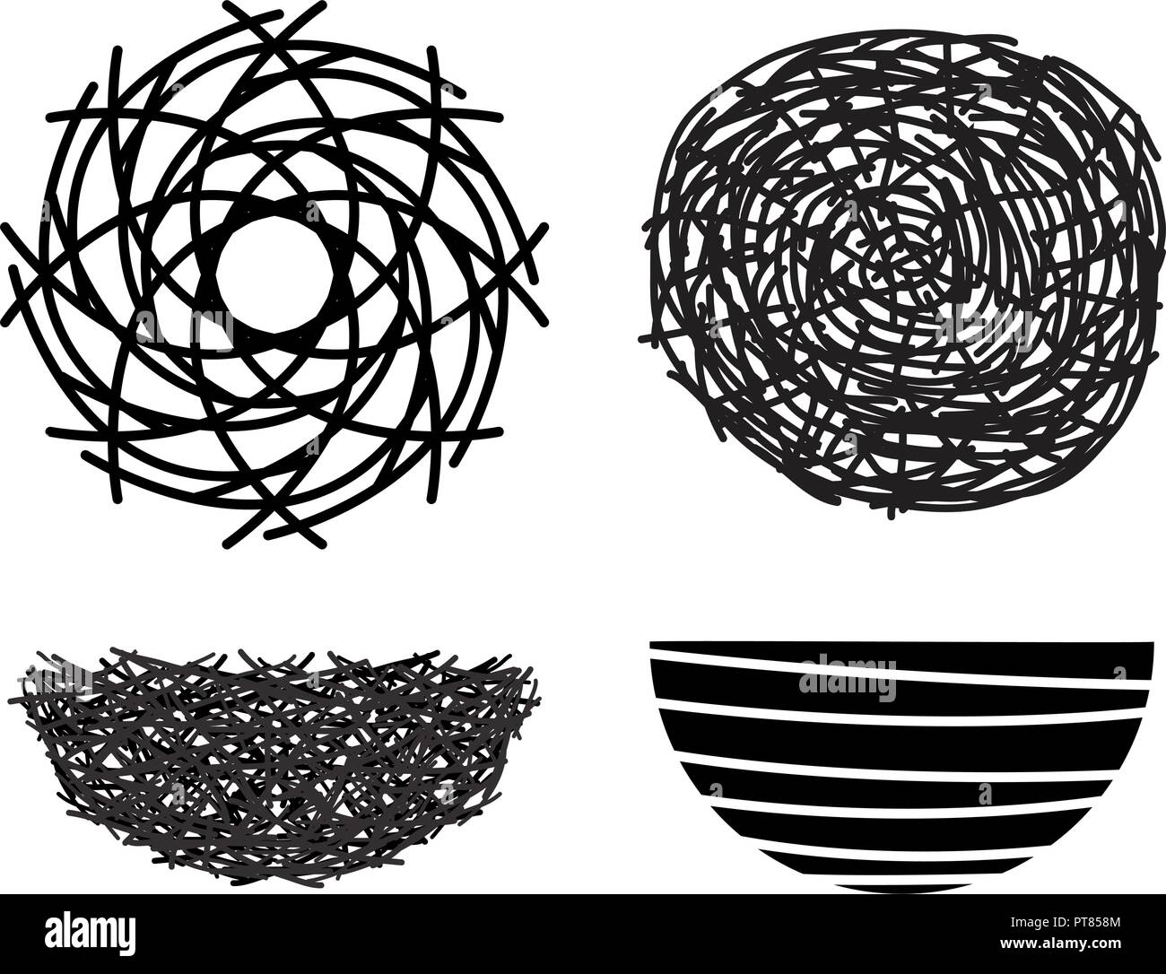 I simboli vettoriali di nidi di uccelli. casa famiglia icone isolati su ...