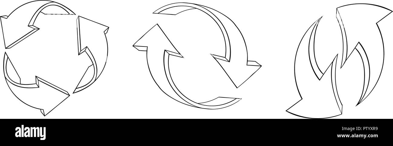 Frecce. Delineare i simboli di riciclo. Mano bozzetto. Illustrazione di ...