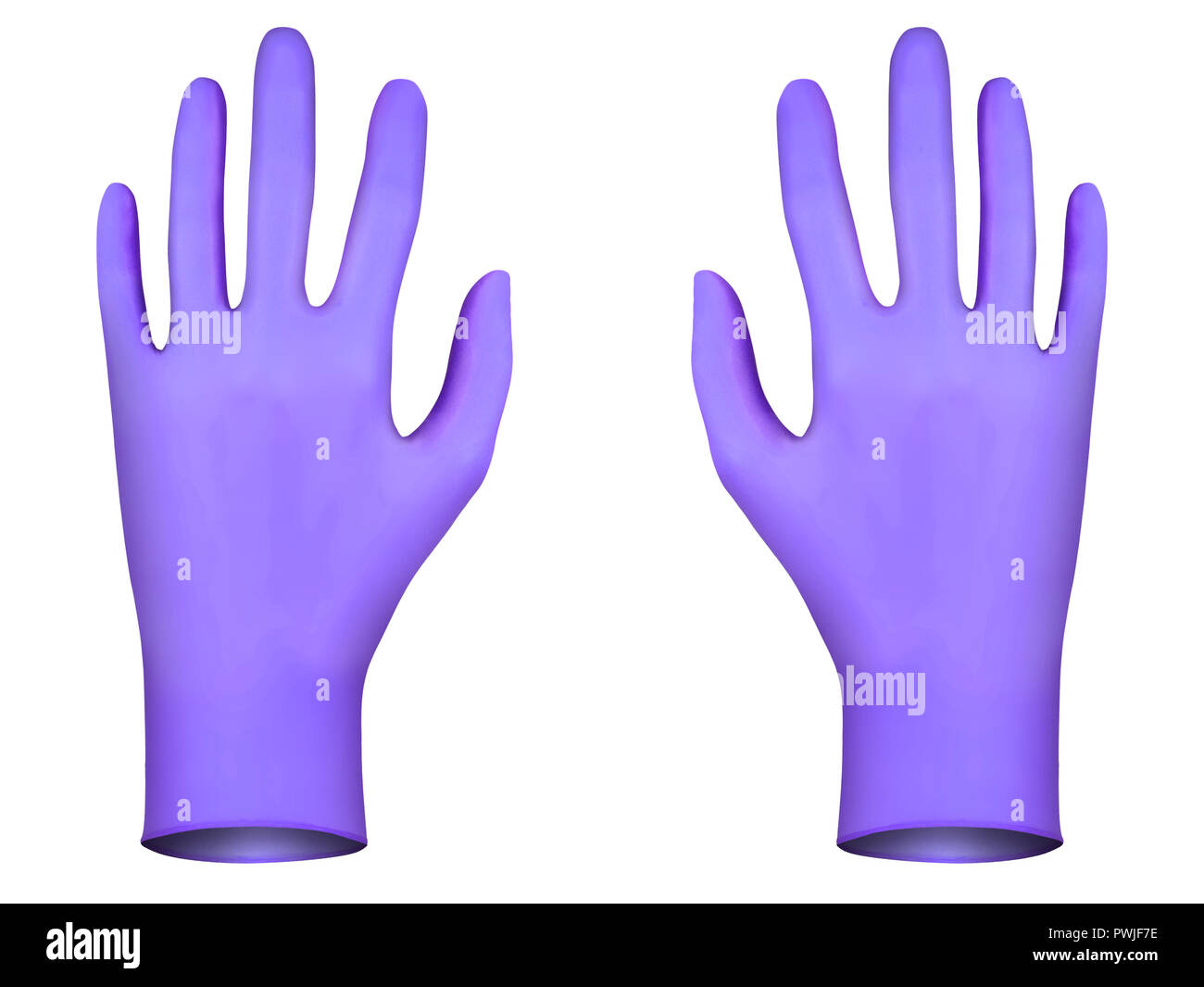 Viola i guanti di gomma isolati su sfondo bianco Foto stock - Alamy