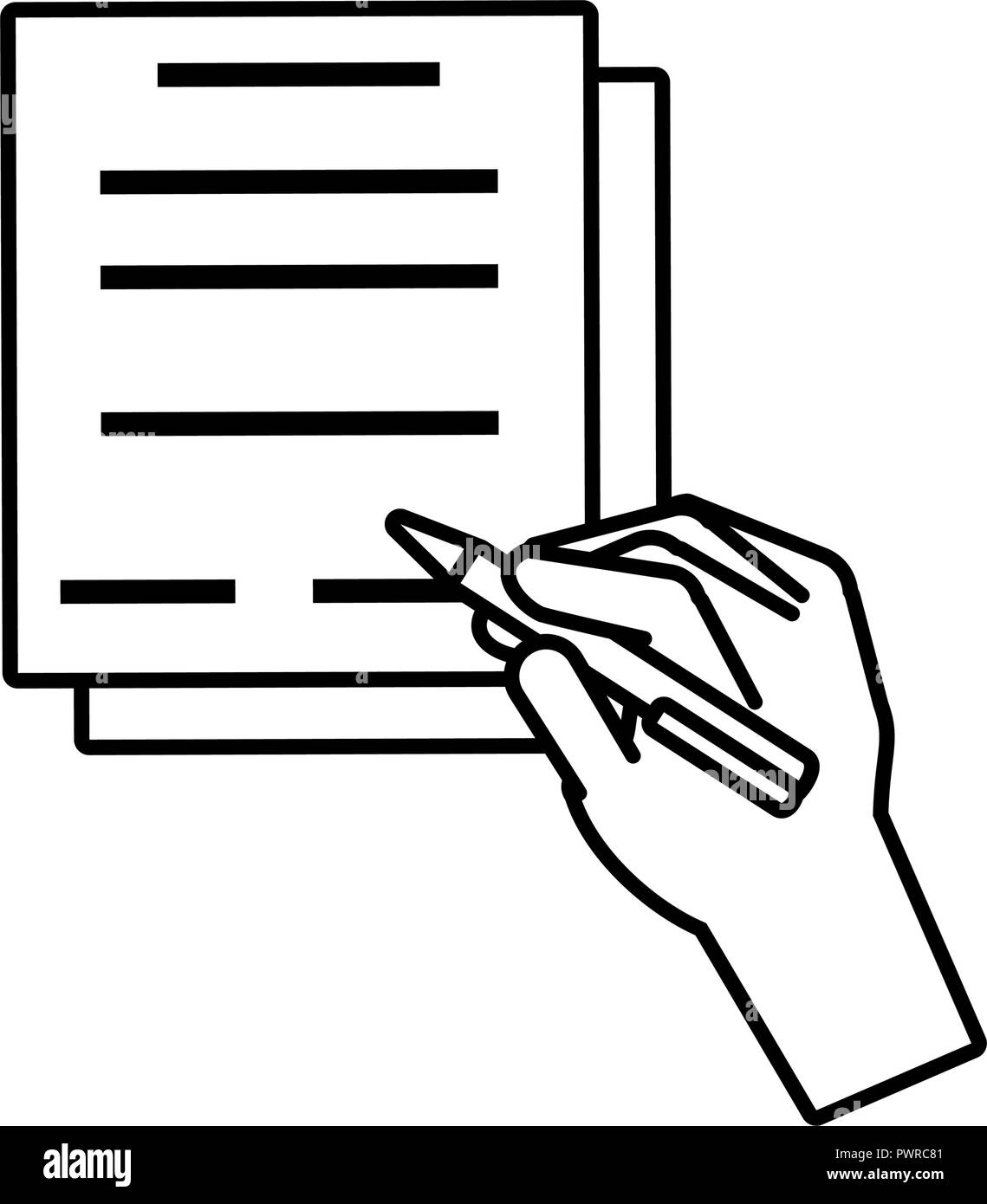 Firma a mano documento icona isolato illustrazione vettoriale design ...