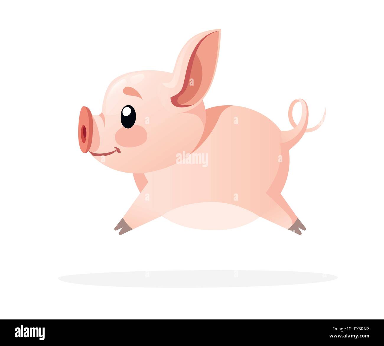 Carino il maiale. Cartoon character design. Esecuzione di maialino ...