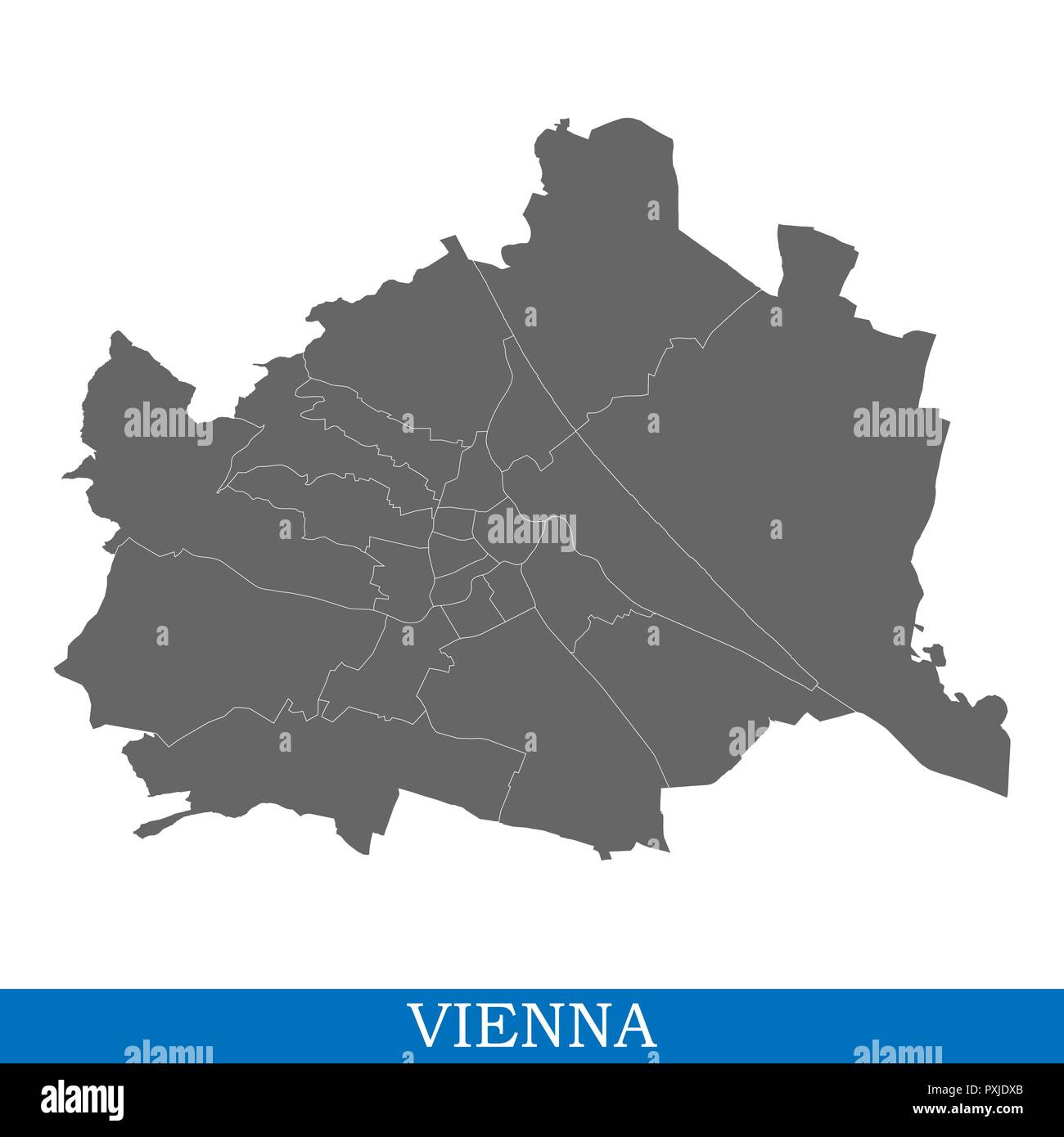 Alta qualità mappa di Vienna è una città in Austria con i confini dei ...
