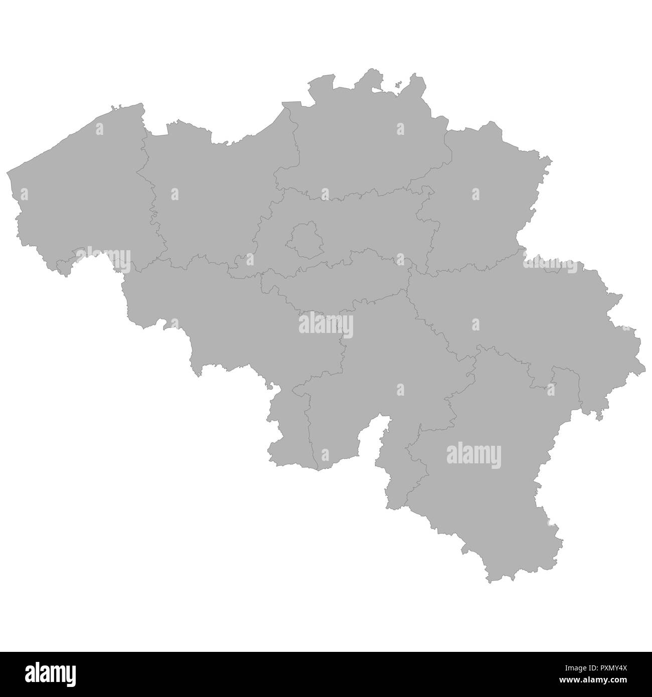 Alta qualità mappa del Belgio con i confini delle regioni su sfondo ...