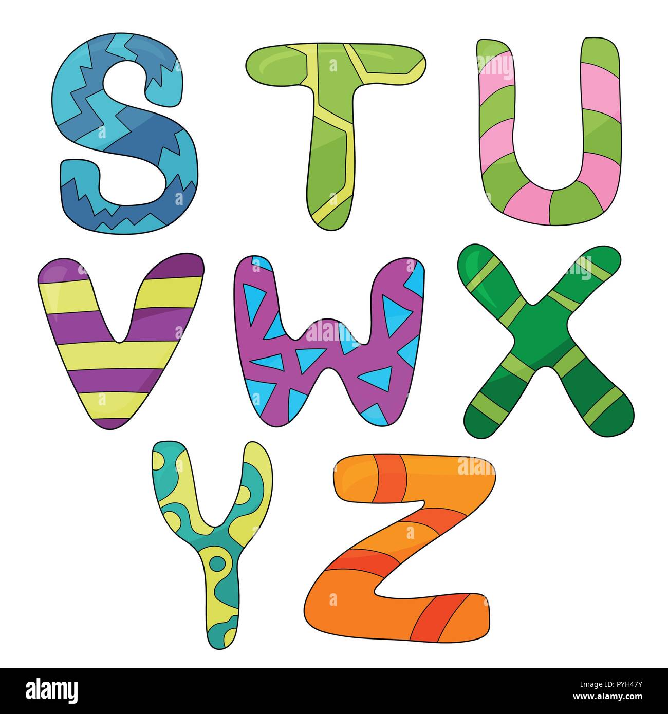 Cartoon style alphabet letters numbers Immagini Vettoriali Stock - Alamy