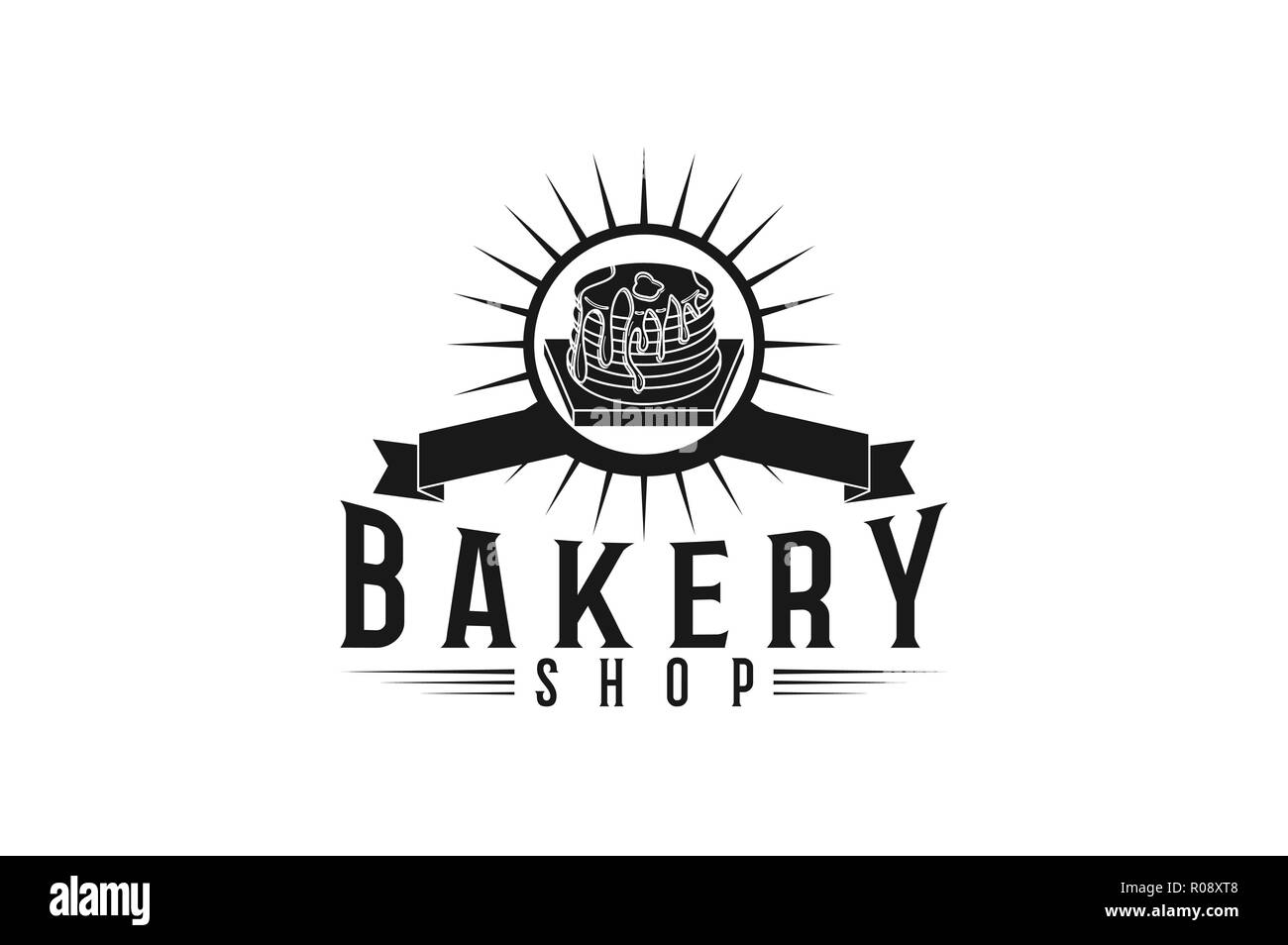 Vintage retro bakery logo badge Foto e Immagini Stock in Bianco e Nero ...