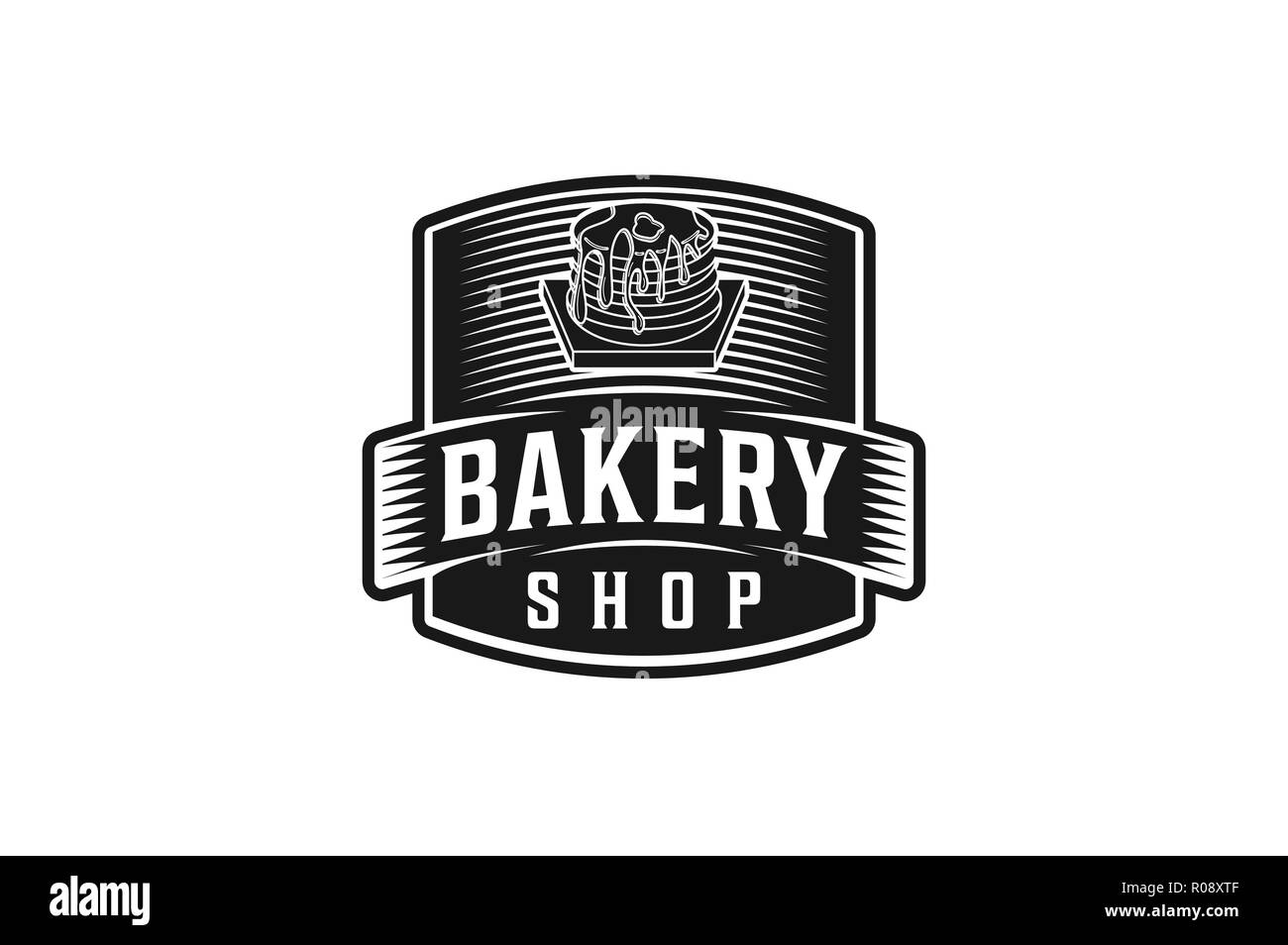 Vintage retro bakery logo badge Foto e Immagini Stock in Bianco e Nero ...