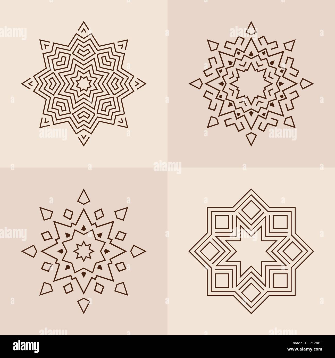 Abstract simmetrica di forme geometriche, i simboli per il design. Set ...