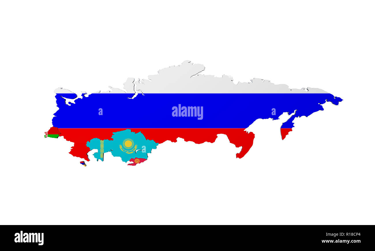 Mappa schematica degli stati membri della Unione Economica Eurasiatica ...