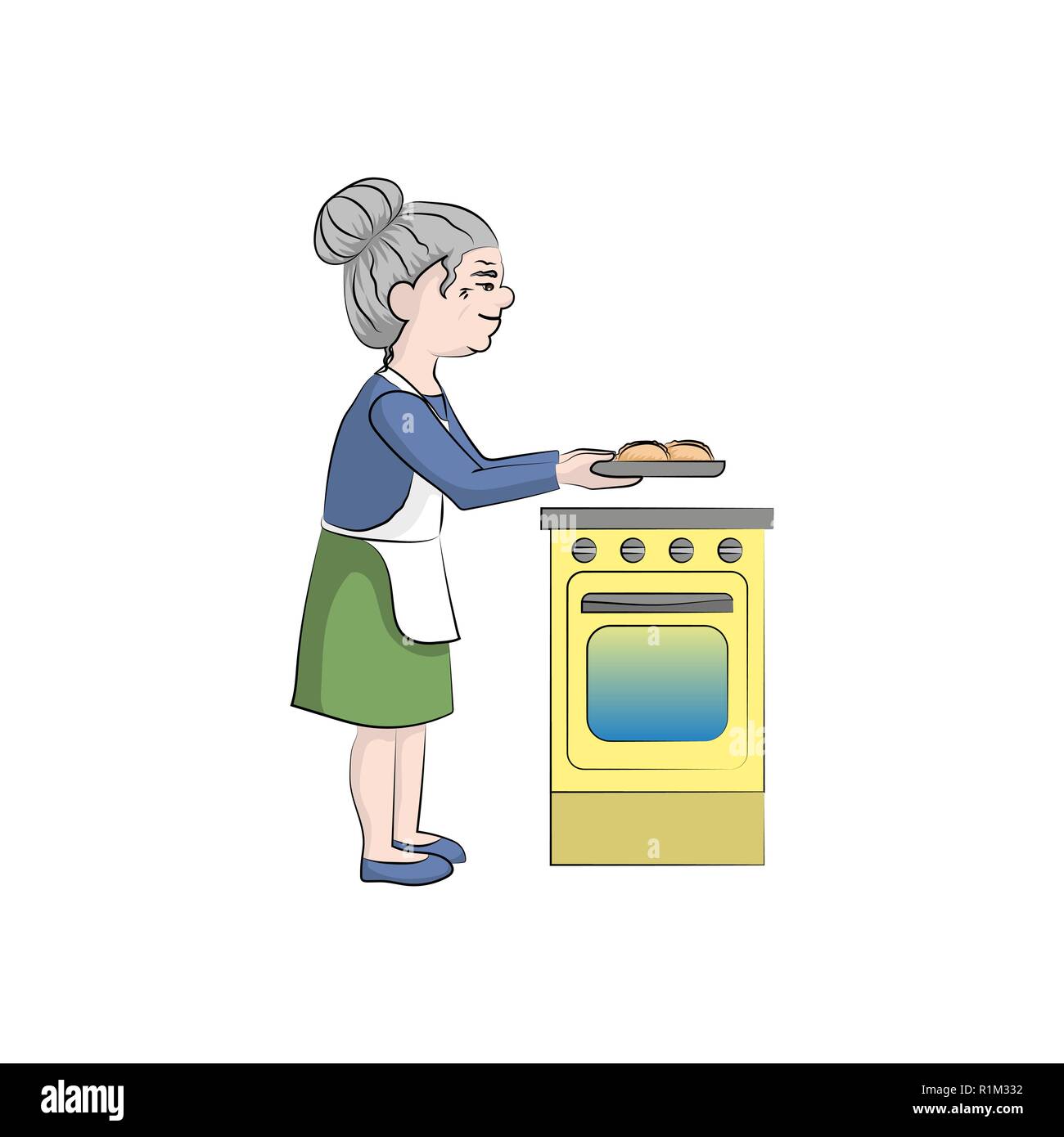 Nonna che cucina Immagini Vettoriali Stock - Alamy