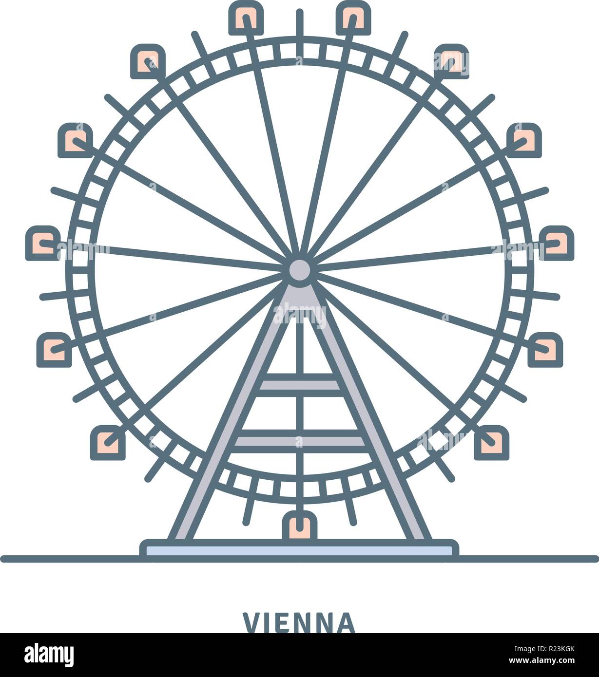 Linea di Vienna e la relativa icona. Prater ruota panoramica Ferris ...