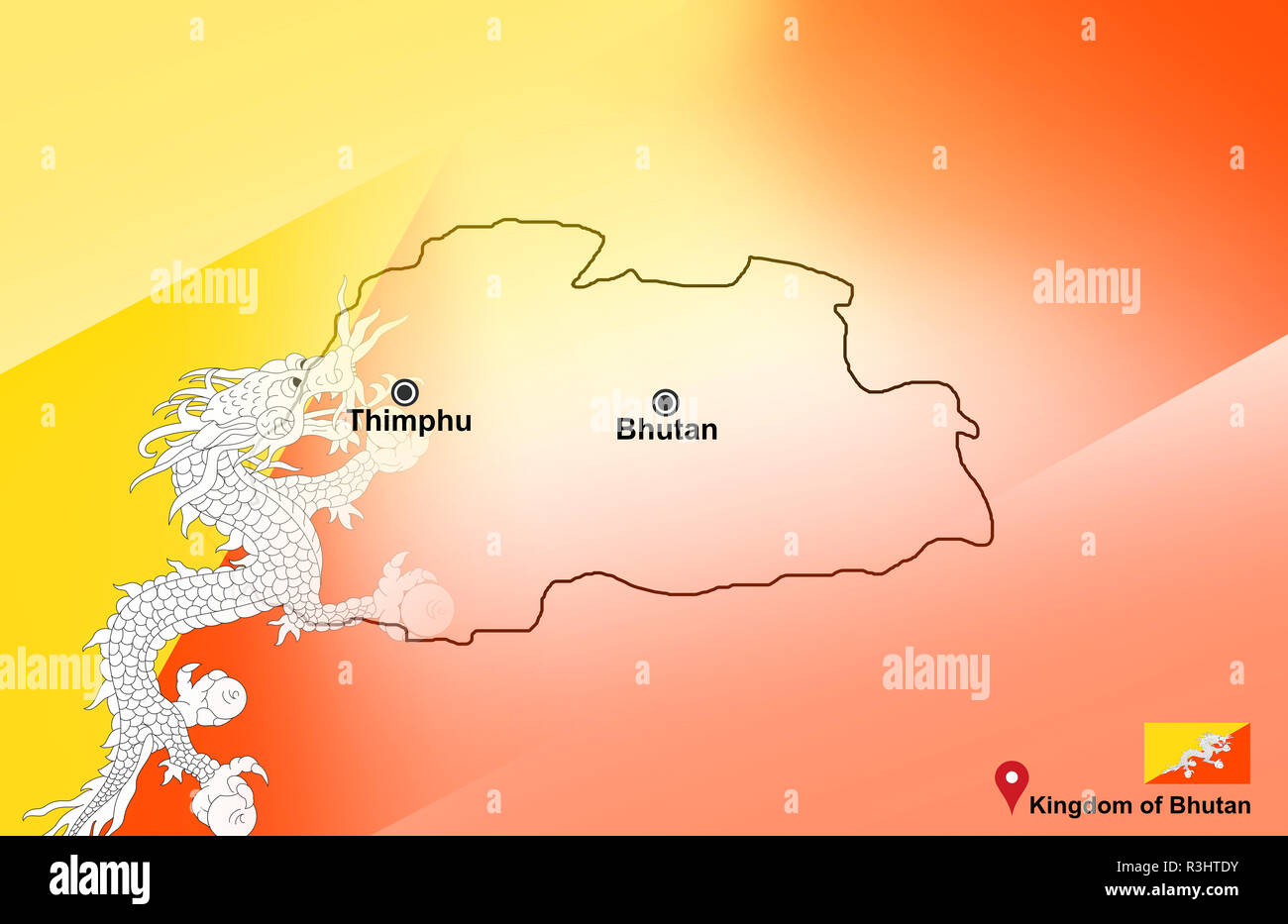 Mappa di Bhutan e Thimphu con mappa della posizione perno e Bhutan ...