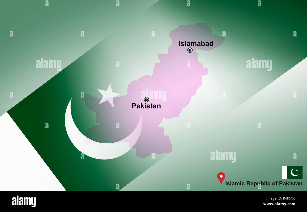 Pakistan mappa e Islamabad con ubicazione sulla mappa il pin e il ...