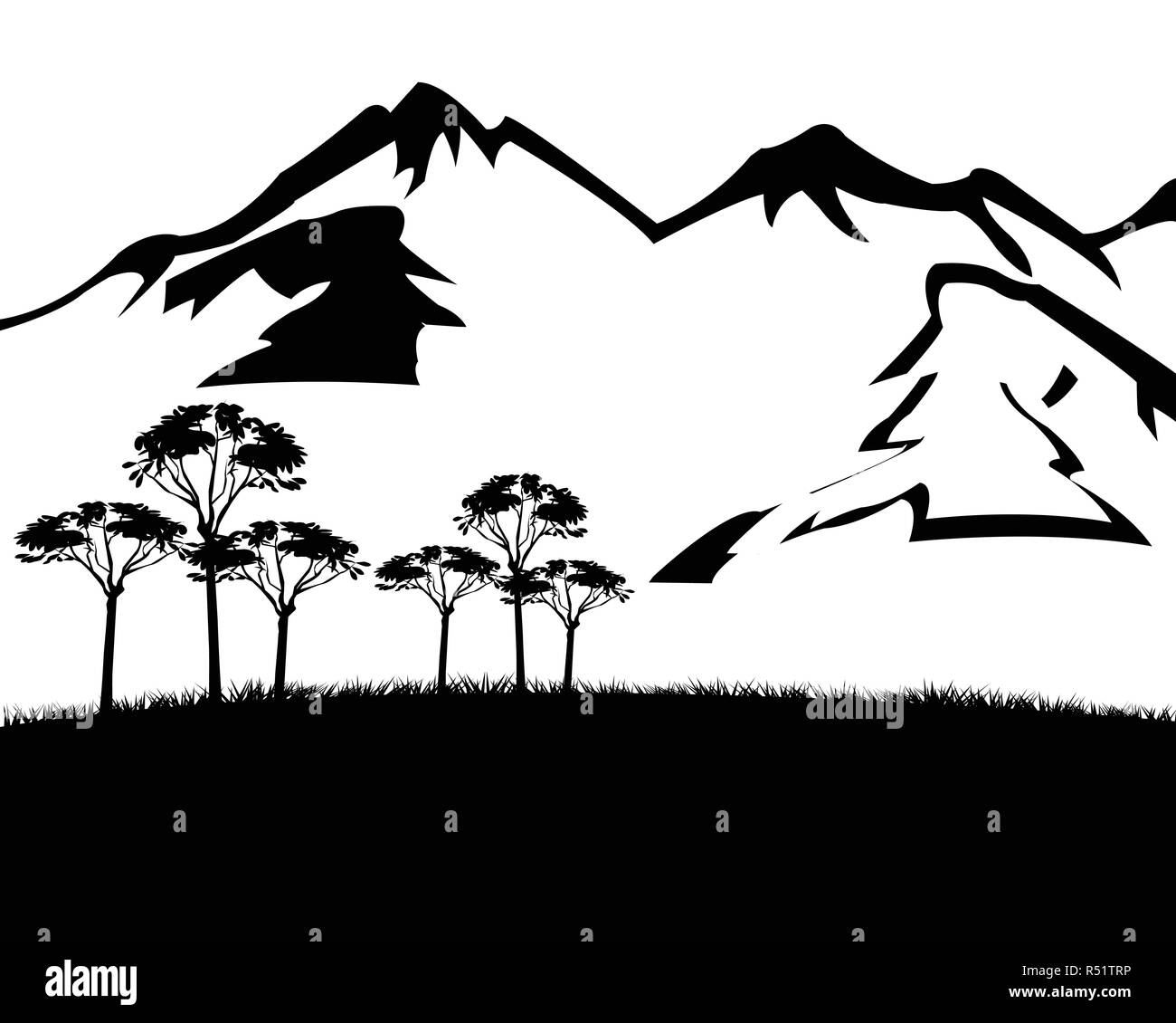 Disegno bianco e nero panorama montagne immagini e fotografie stock ad ...