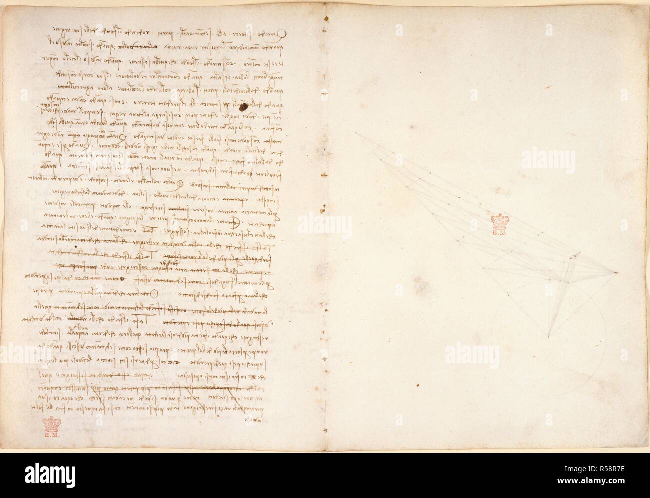 Leonardo da Vinci's note. Taccuino di Leonardo da Vinci. inizio del XVI ...
