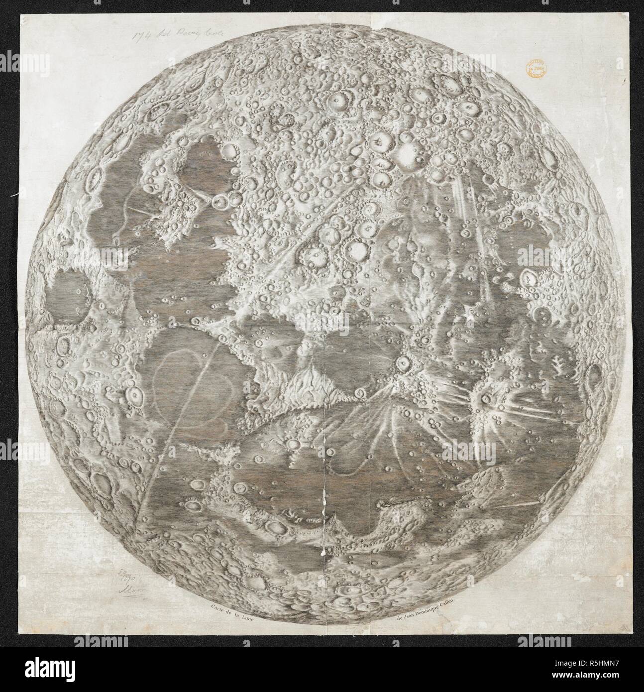 Una mappa della Luna. Carte de la Lune. De J.D. Cassini. Parigi, [1730 ...