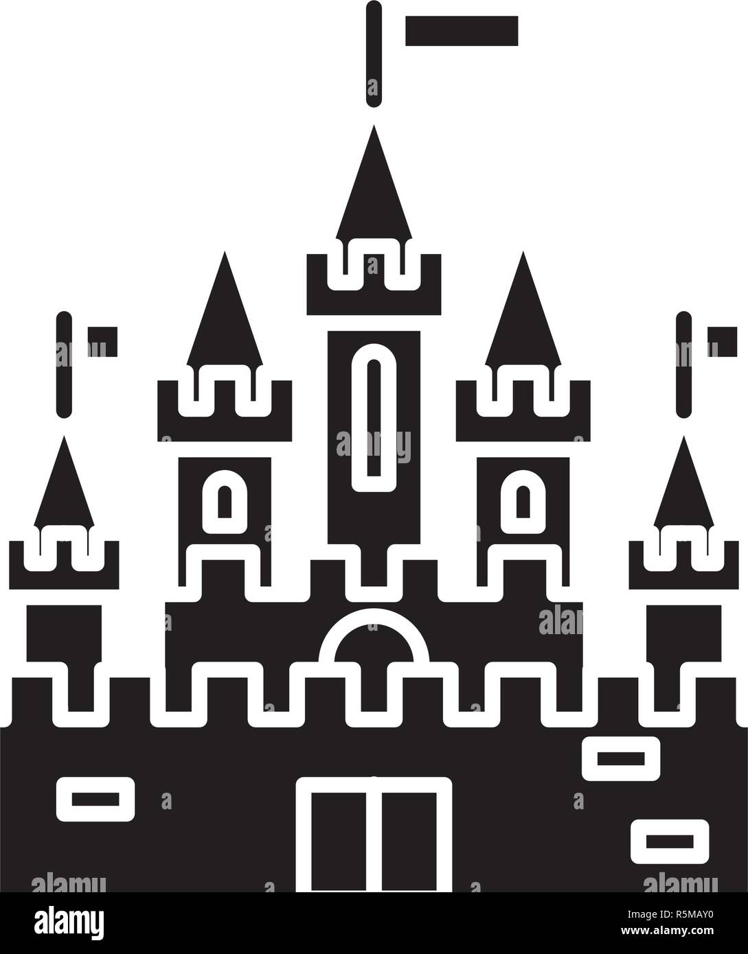 Il castello di Principessa icona nera, segno del vettore su sfondo ...