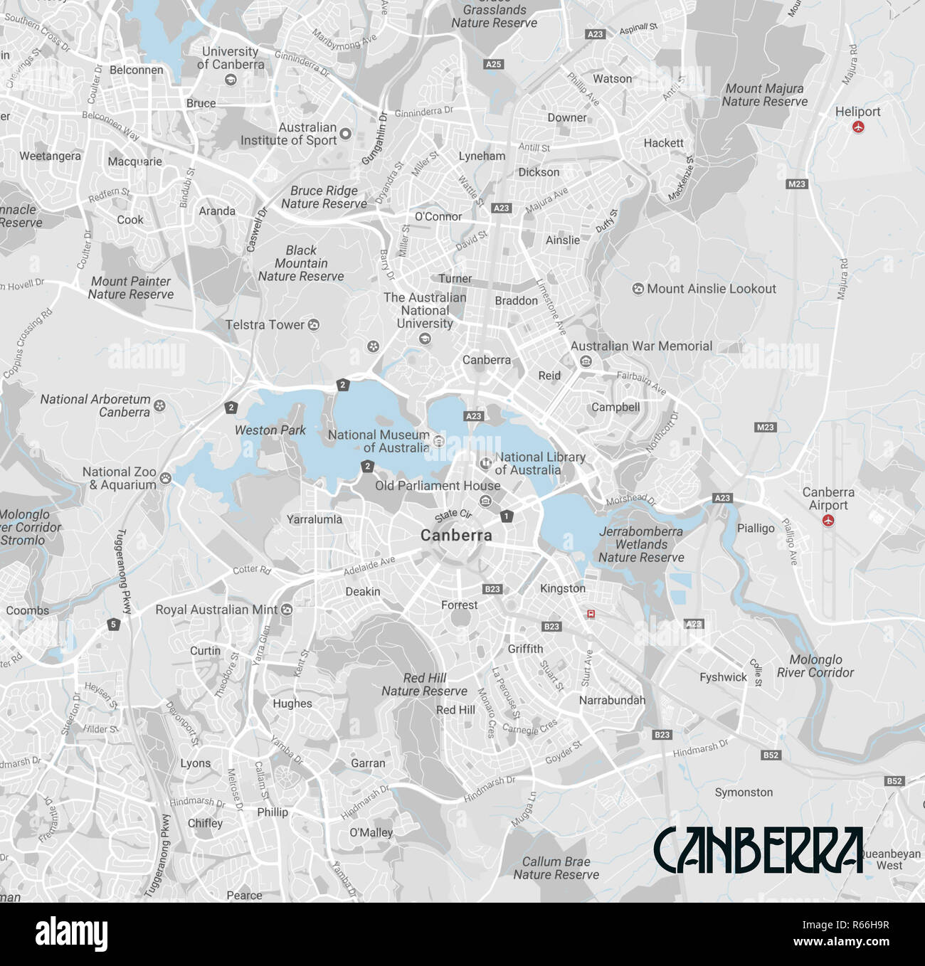Map of canberra immagini e fotografie stock ad alta risoluzione - Alamy